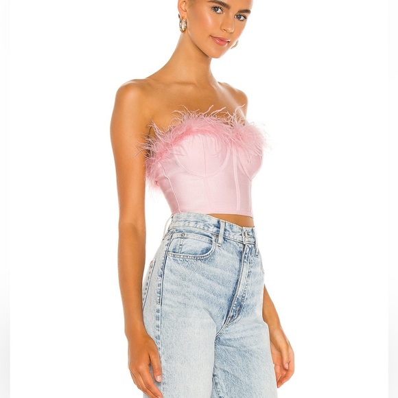 superdown | Tops | Nwt Superdown Pink Feather Bustier Top | Poshmark